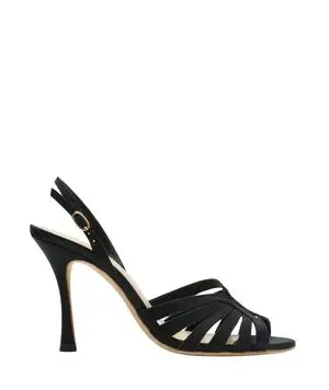 Rixo Mavi Satin Slingback Heels - Black