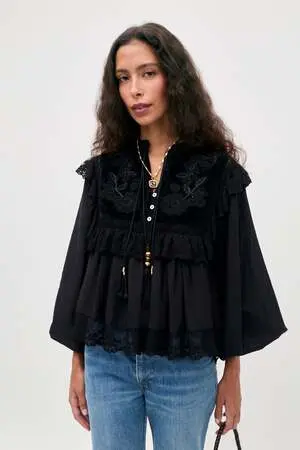 Rixo Diann Lilly Embroidery Regular - Black