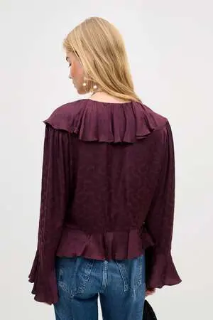 Rixo Tracye Floral Trail Jacquard Wine Regular
