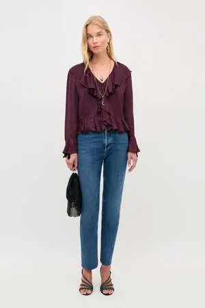 Rixo Tracye Floral Trail Jacquard Wine Regular