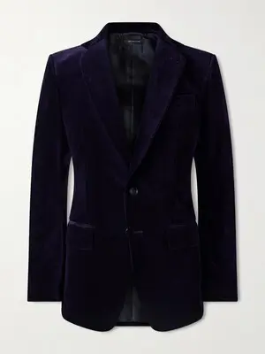 TOM FORD Atticus Slim-fit Cotton-blend Velvet Blazer - Purple