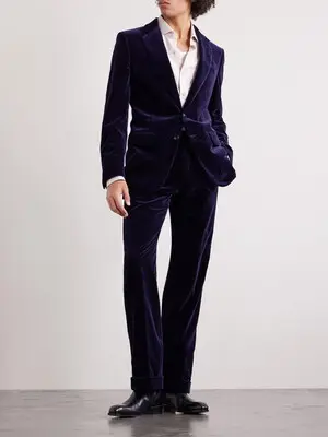 TOM FORD Atticus Slim-fit Cotton-blend Velvet Suit Jacket - Purple
