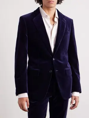 TOM FORD Atticus Slim-fit Cotton-blend Velvet Suit Jacket - Purple