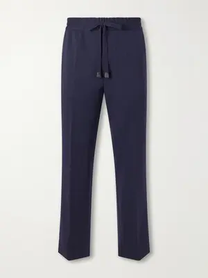Brioni Wool Sweatpants With Leather Trim