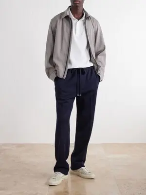 Brioni Wool Sweatpants With Leather Trim