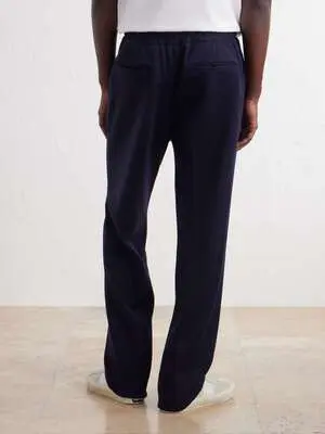 Brioni Straight-leg Leather-trimmed Wool Sweatpants