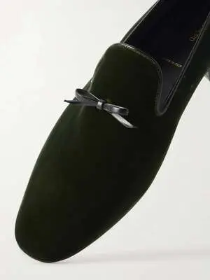 TOM FORD Scott Bow-detailed Velvet Loafers