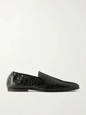 TOTEME Soft Croc-effect Leather Loafers