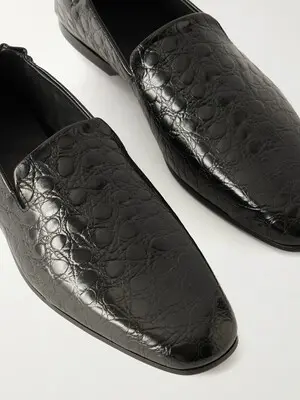 TOTEME Soft Croc-effect Leather Loafers