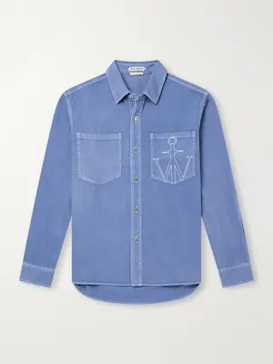 JW Anderson Logo-embroidered Cotton-twill Shirt - Blue