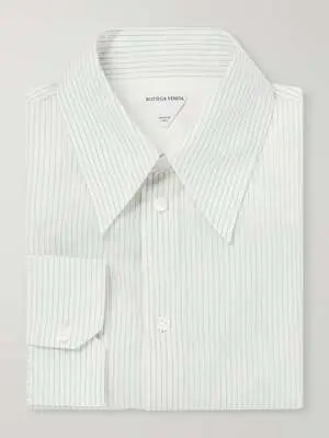 Bottega Veneta Logo-embroidered Striped Cotton-poplin Shirt
