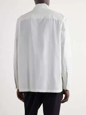 Bottega Veneta Logo-embroidered Striped Cotton-poplin Shirt
