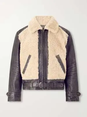 Ralph Lauren Geronimo Belted Shearling-trimmed Leather Jacket