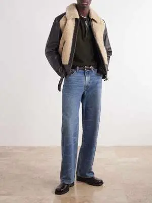 Ralph Lauren Geronimo Belted Shearling-trimmed Leather Jacket