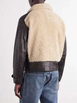 Ralph Lauren Geronimo Belted Shearling-trimmed Leather Jacket