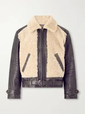 Ralph Lauren Geronimo Belted Shearling-trimmed Leather Jacket - Brown