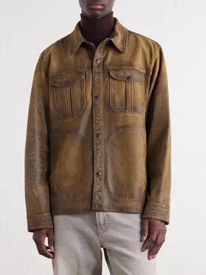 Ralph Lauren Distressed Leather Shirt Jacket