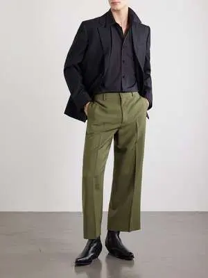 Celine Ethan Straight-leg Mohair And Wool-blend Hopsack Trousers