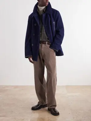 Ralph Lauren Leather-trimmed Wool-blend Coat - Blue