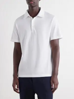Brioni Cotton-piqué Polo Shirt - White