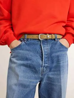 Celine 2.5cm Triomphe-embellished Nubuck Belt