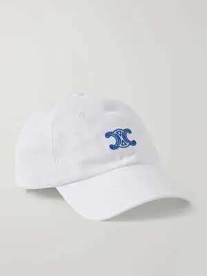 Celine Triomphe-embroidered Cotton-twill Baseball Cap - White