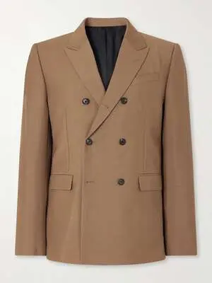 Celine Double-breasted Mohair And Wool-blend Hopsack Blazer