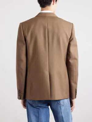 Celine Double-breasted Mohair And Wool-blend Hopsack Blazer