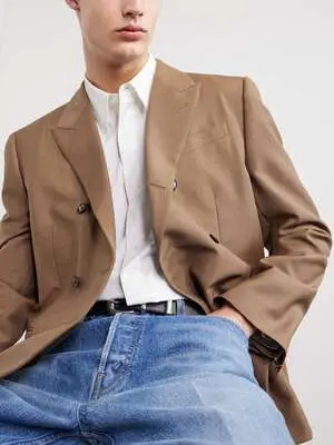Celine Double-breasted Mohair And Wool-blend Hopsack Blazer