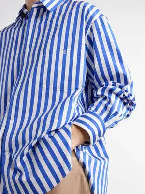 Celine Triomphe-embroidered Striped Cotton-poplin Shirt