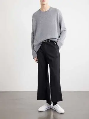 Celine Ribbed Cashmere Sweater With Suede Elbow Patches