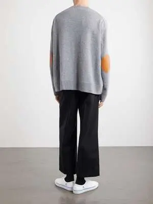 Celine Ribbed Cashmere Sweater With Suede Elbow Patches