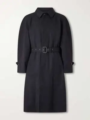 Celine Belted Wool-gabardine Trench Coat - Black