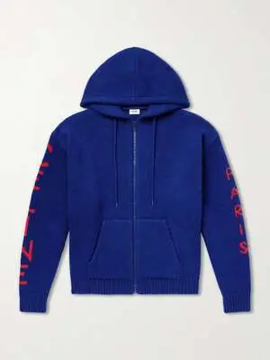 Celine Knitted Wool Hooded Zip-up Cardigan