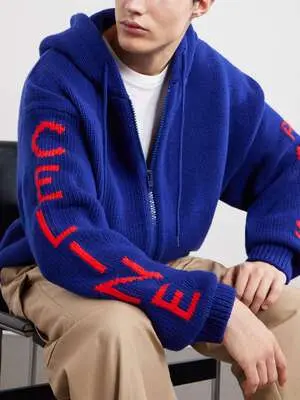 Celine Knitted Wool Hooded Zip-up Cardigan