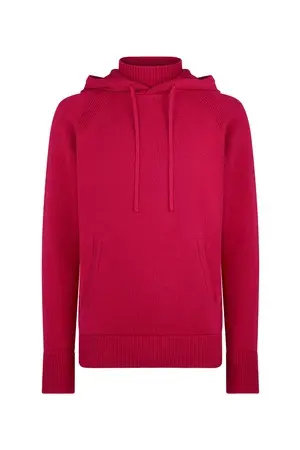 LA GRANNI Knitted Roll Neck Hoodie Burgundy - Pink