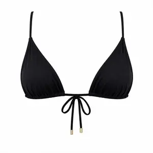 PLIVATI Mia Ribbed Triangle Bikini Top With Gold Hardware