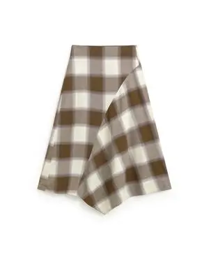 THINKING MU Indira Checkered Midi Skirt