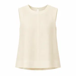 EXQUISE Neutrals Almira Sleeveless Linen Crewneck Blouse