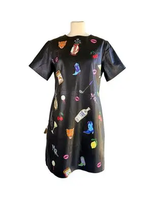 MAISON RUBAIYAT Leather Dress Hand Painted Pattern