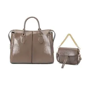 MKF COLLECTION - J'OMOR Yareli Tote Bag With Mini Bag- Two-piece Set Khaki