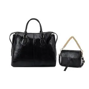 MKF COLLECTION - J'OMOR Yareli Tote Bag With Mini Bag- Two-piece Set - Black