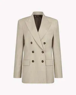 Serena Bute Wool Cashmere Double Breasted Blazer - Ecru