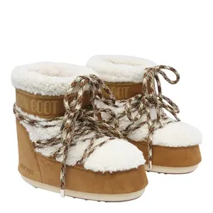 Moon Boot Logo Printed Shearling Lace-up Ankle Boots