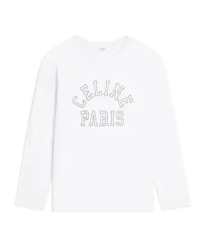 Celine Long Sleeve T-shirt With Printed Logo - Off-white/black