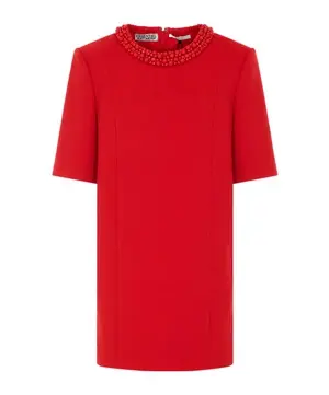 Essentiel Antwerp Beaded Neckline Short Sleeve Mini Dress