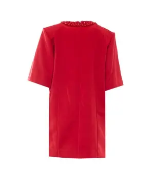 Essentiel Antwerp Beaded Neckline Short Sleeve Mini Dress