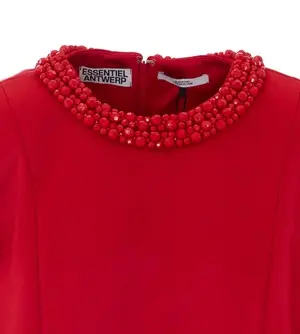 Essentiel Antwerp Beaded Neckline Short Sleeve Mini Dress
