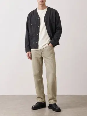A.PRESSE Engineer Collarless Multi-pocket Denim Jacket