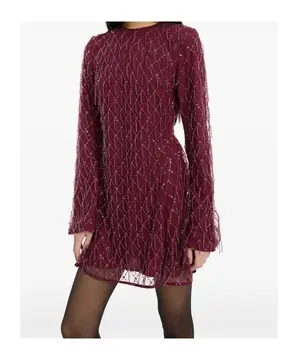 ROTATE BY BIRGER CHRISTENSEN Sequins Mini Flared Dress